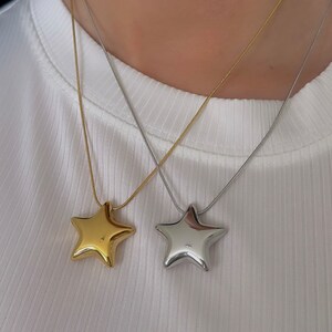 Matching Necklaces for Best Friend Silver Star Necklace Gold Chunk Star ...