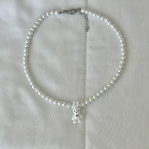 Bunny Pearl Necklace White Rabbit Pendant for Animal Lover Friend ...