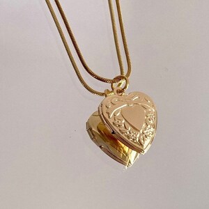 Heart Locket Necklace 18k Gold Coquette Jewelry Gift for Her Dainty ...