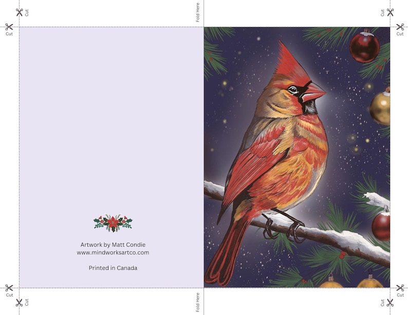 Cardinal Christmas Card Digital Download Printable Greeting Card - Etsy