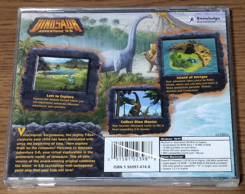 Dinosaur Adventure 3-D (1999 Used Cd-rom) - Virtual Exploration Game - Etsy