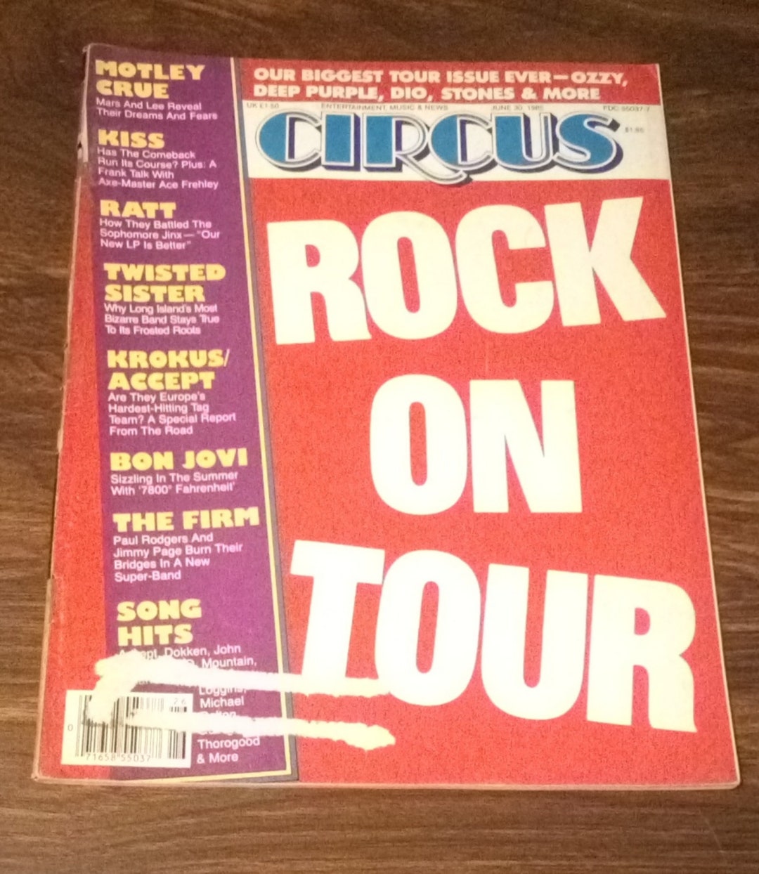Circus Magazine Jun 1985 Rock on Tour / Motley Crue / Kiss / Ratt / Bon ...