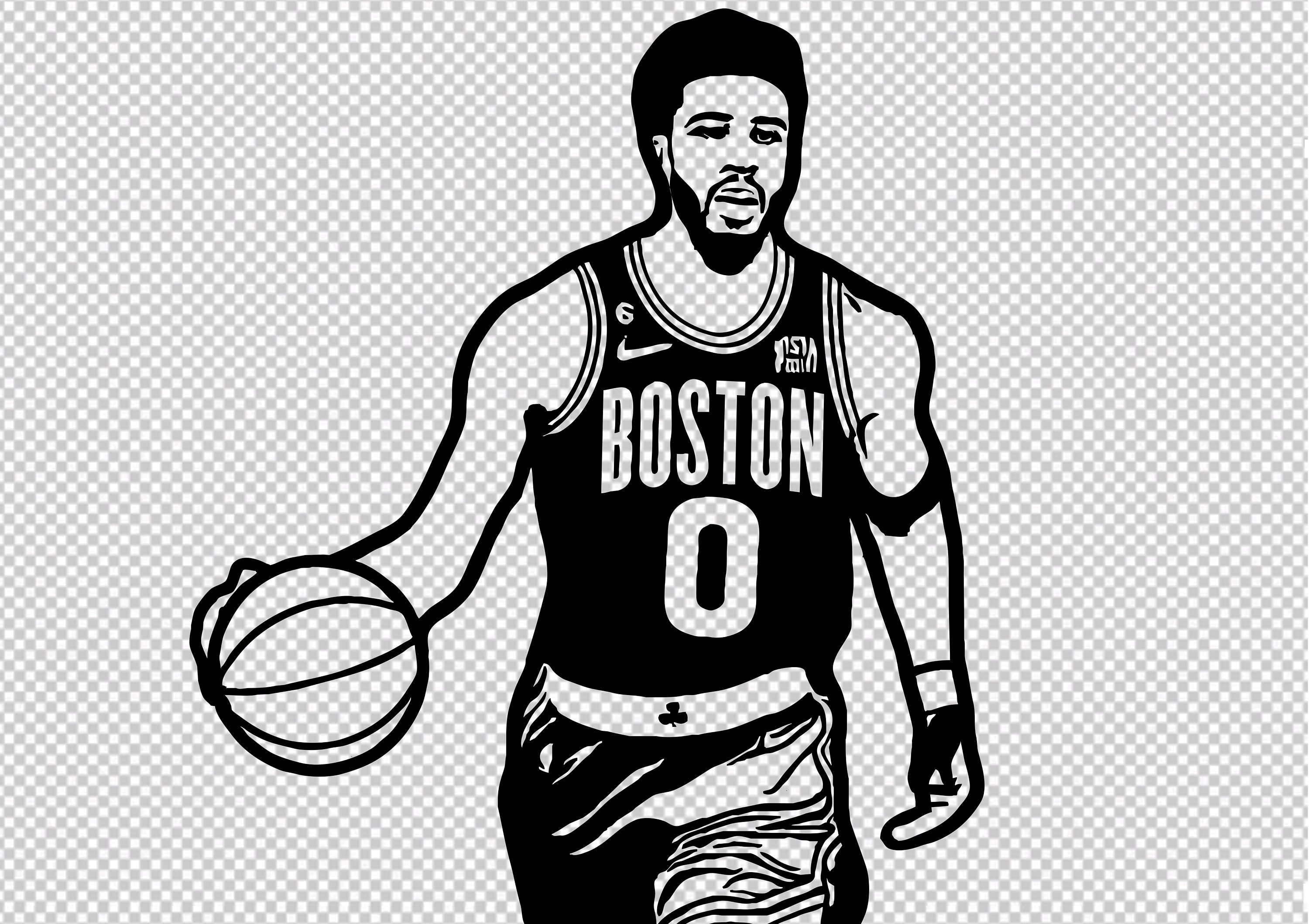 Black And White Basketball Player Clipart