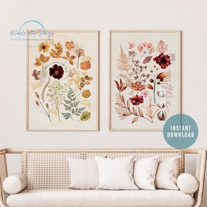 Botanical Print Set of 2, Gallery Wall Art, Autumn Herbarium Prints ...