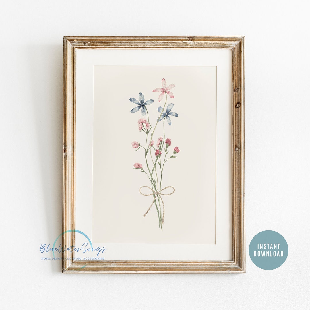 Watercolor Pink Wildflower Printable, Pink Flower Print, Flowers Spring ...