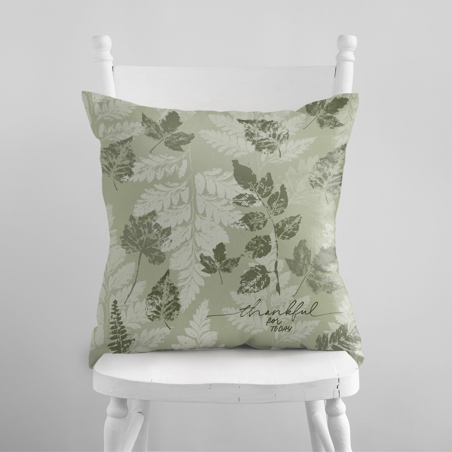 Sage Green Fall Leaves Pillow Cover: Cottagecore Herbarium Design - Etsy
