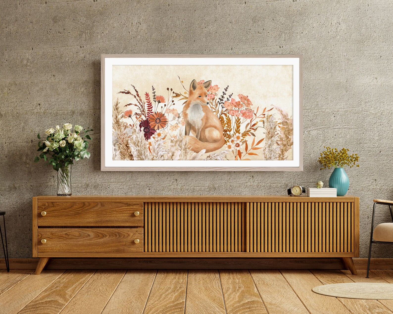 The Frame TV Art Fox and Fall Fox Wall Art Watercolor Fox - Etsy