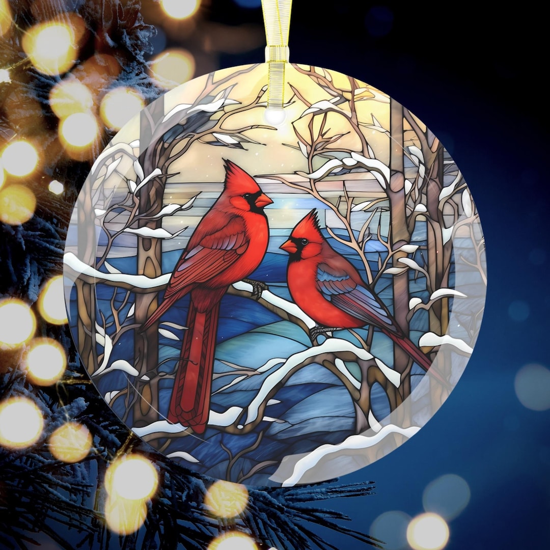 Cardinal Ornament, Stained Glass Ornament, 3d Printed Ornament, Red ...