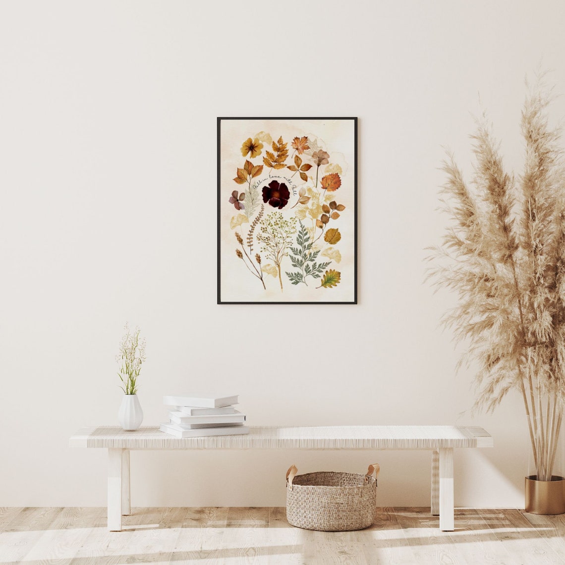 Flowers Art Print Botanical Poster Falling Leaves Fall - Etsy