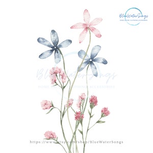 Watercolor Pink Wildflower Printable, Pink Flower Print, Flowers Spring ...