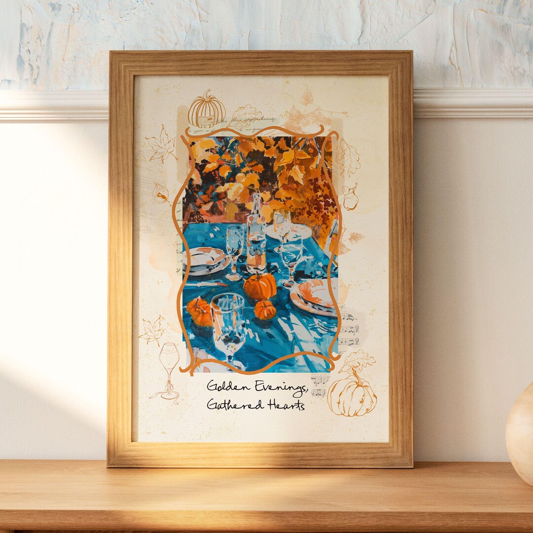 Autumn Collage Art Poster: Golden Leaves, Thanksgiving Decor - Etsy