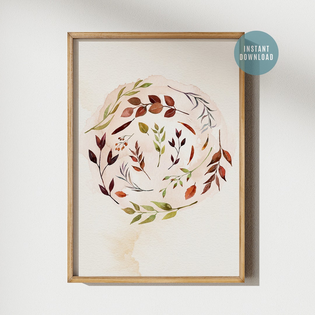Watercolor Falling Leaves Fall Print, Fall Printable Art, Autumn Leaves ...