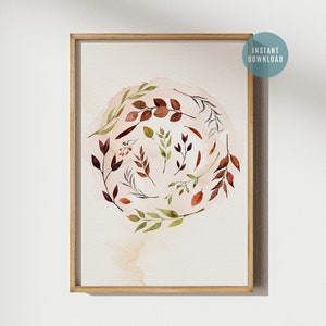 Watercolor Falling Leaves Fall Print, Fall Printable Art, Autumn Leaves ...