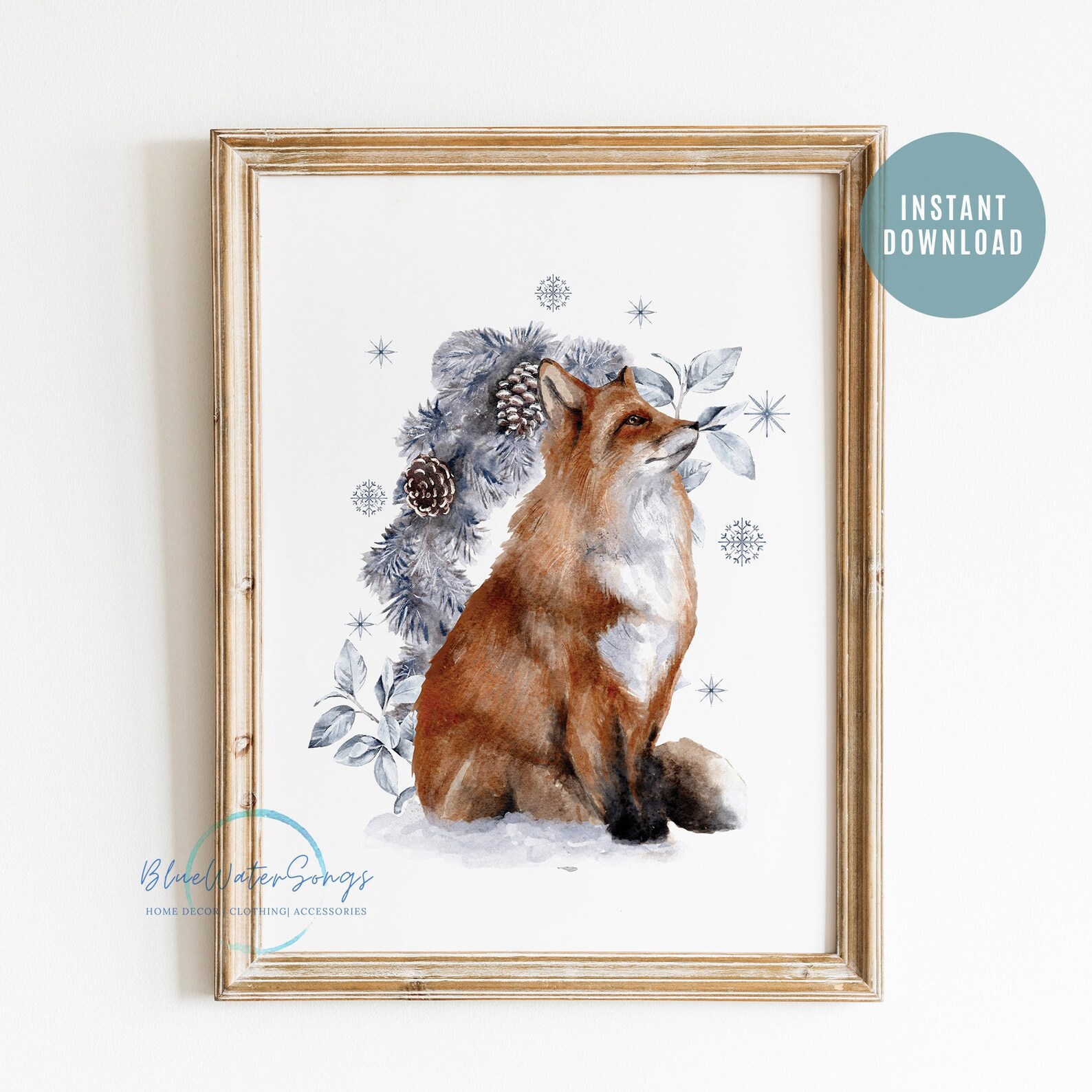 Winter Animal Watercolor Print Holiday Wall Art Christmas - Etsy