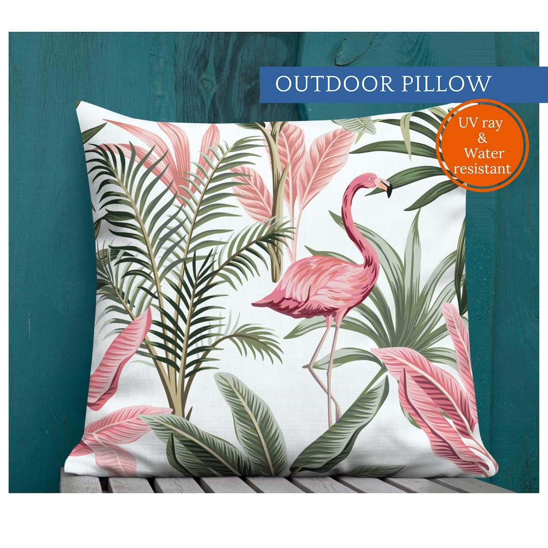 OUTDOOR Pillows, Pink Flamingo Outdoor Pillow, Tropical Pillow, Outdoor ...