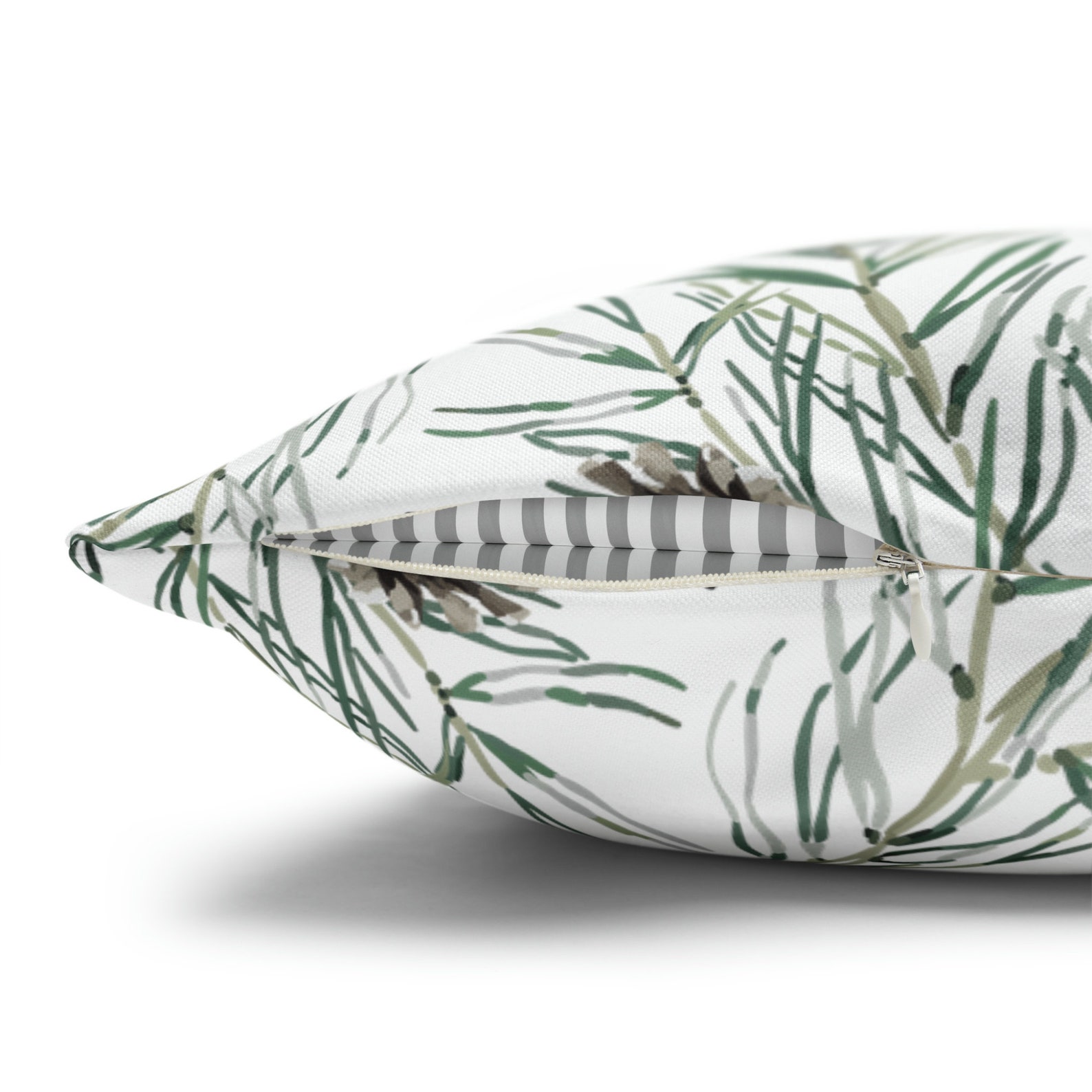 Green Winter Pine Botanical Pillow Cover, Christmas Pillow Cover, Green ...