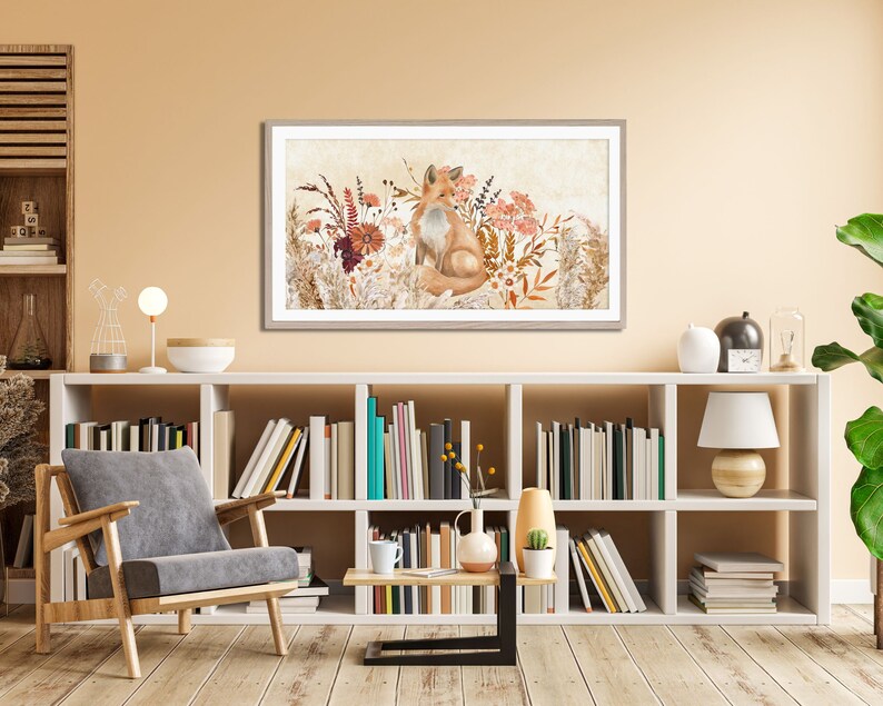 The Frame TV Art Fox and Fall Fox Wall Art Watercolor Fox - Etsy