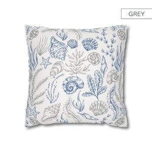 Seashell and Coral Sea Pillow Cover, Beach Pillow, Coral Reef Pillow ...