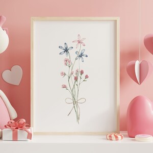 Watercolor Pink Wildflower Printable, Pink Flower Print, Flowers Spring ...