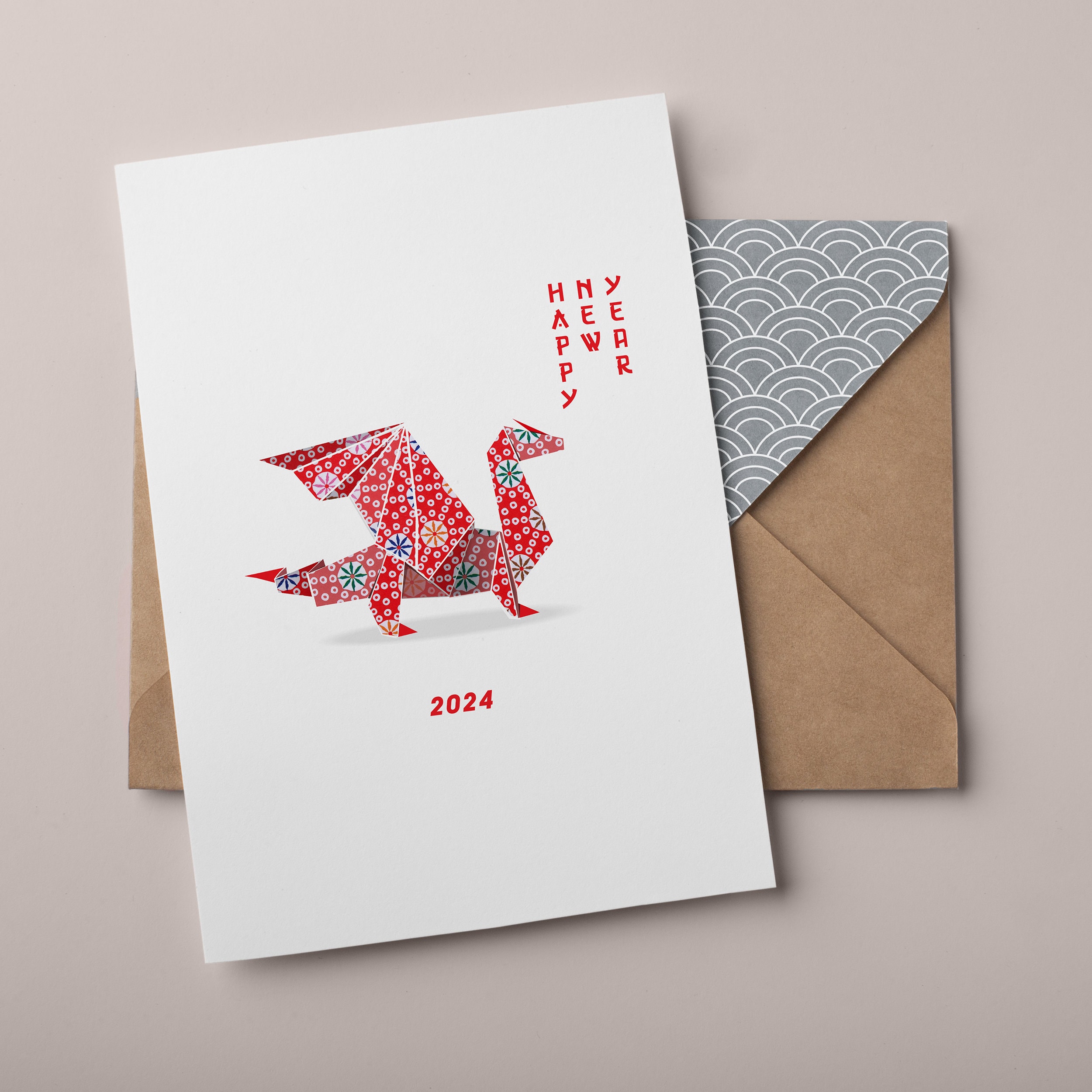 Origami Dragon Rouge - Année Du Dragon 2024 Affiche vendu par Absence ...