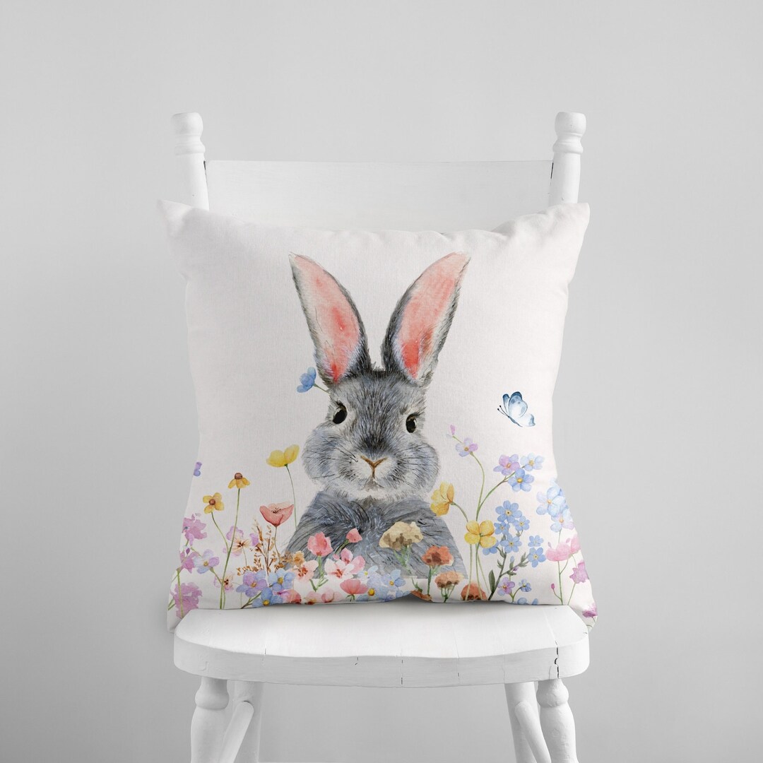 Watercolor Bunny Pillow Covers, Watercolor Spring Bunny Pillow ...