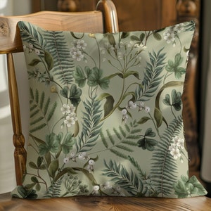 Green Botanical Pillows, Spring Summer Botanical Herb Garden, Green ...