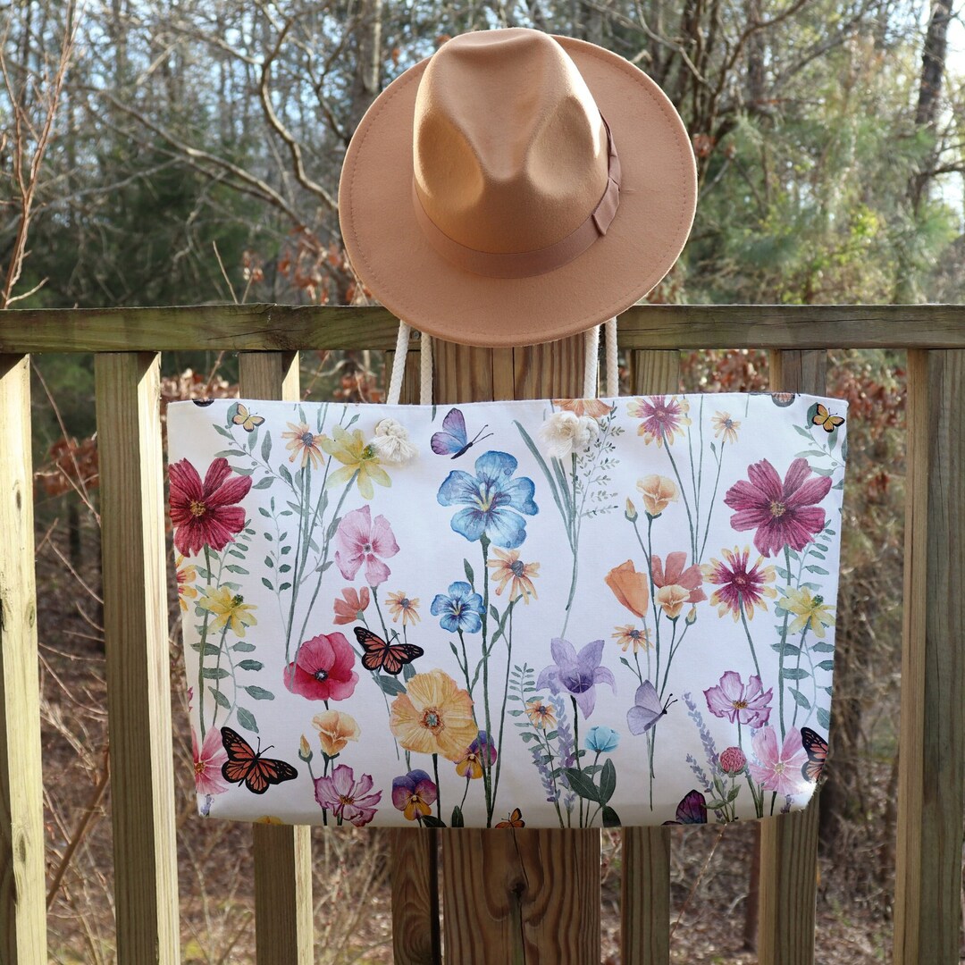 Watercolor Wildflowers Bag, Floral Weekend Bag, Flowers Bag, Weekend ...