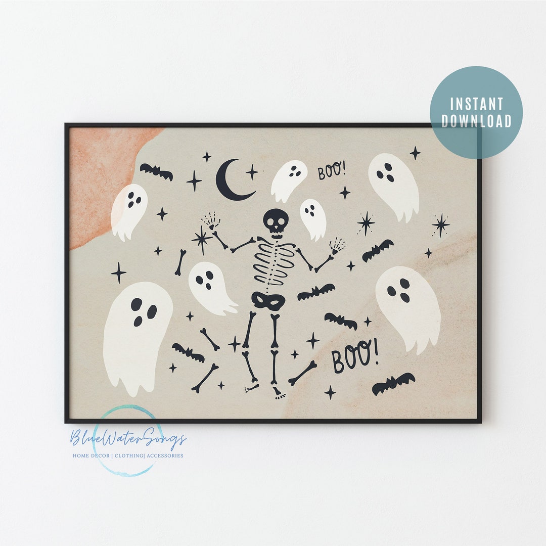 Dancing Skeleton Halloween Art, Cute Halloween Art, Ghost Halloween Art ...