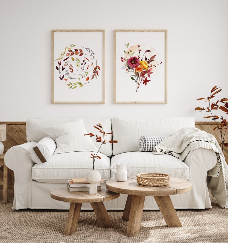 Watercolor Falling Leaves Fall Print Fall Printable Art - Etsy