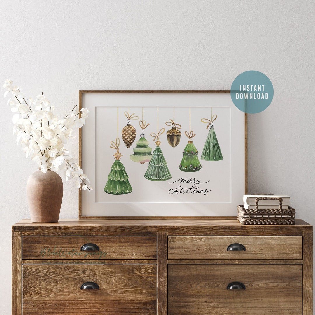 Watercolor Christmas Ornaments Poster Christmas Tree - Etsy