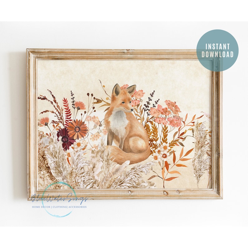Fox Wall Art Print Watercolor Fox Print Fall Animal Prints - Etsy