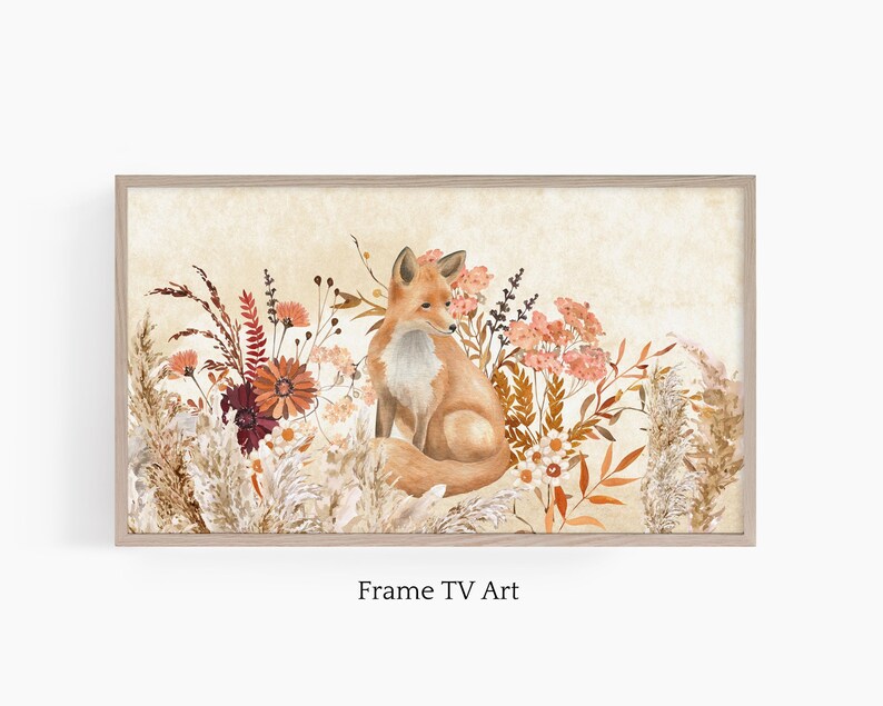The Frame TV Art Fox and Fall Fox Wall Art Watercolor Fox - Etsy