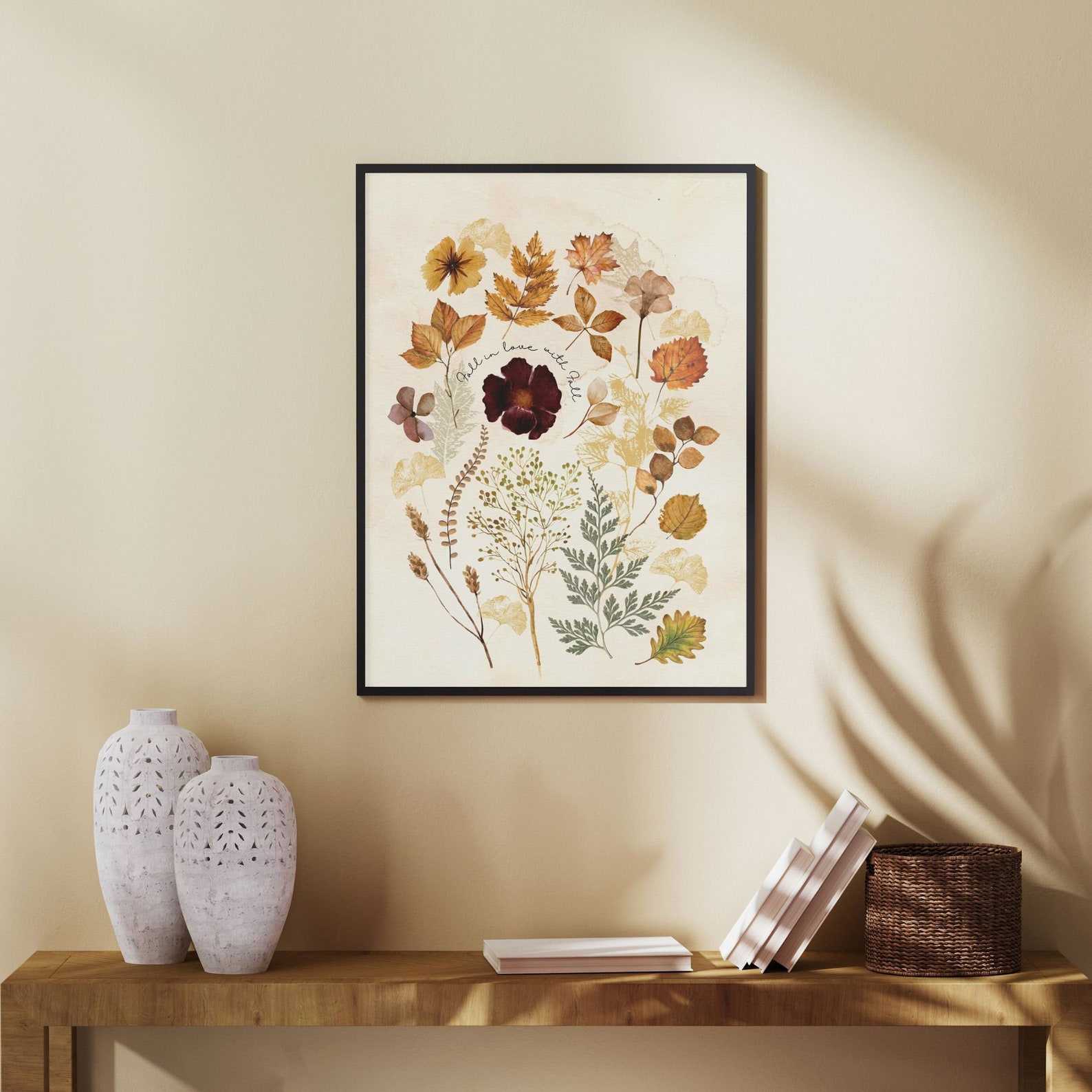 Flowers Art Print Botanical Poster Falling Leaves Fall - Etsy