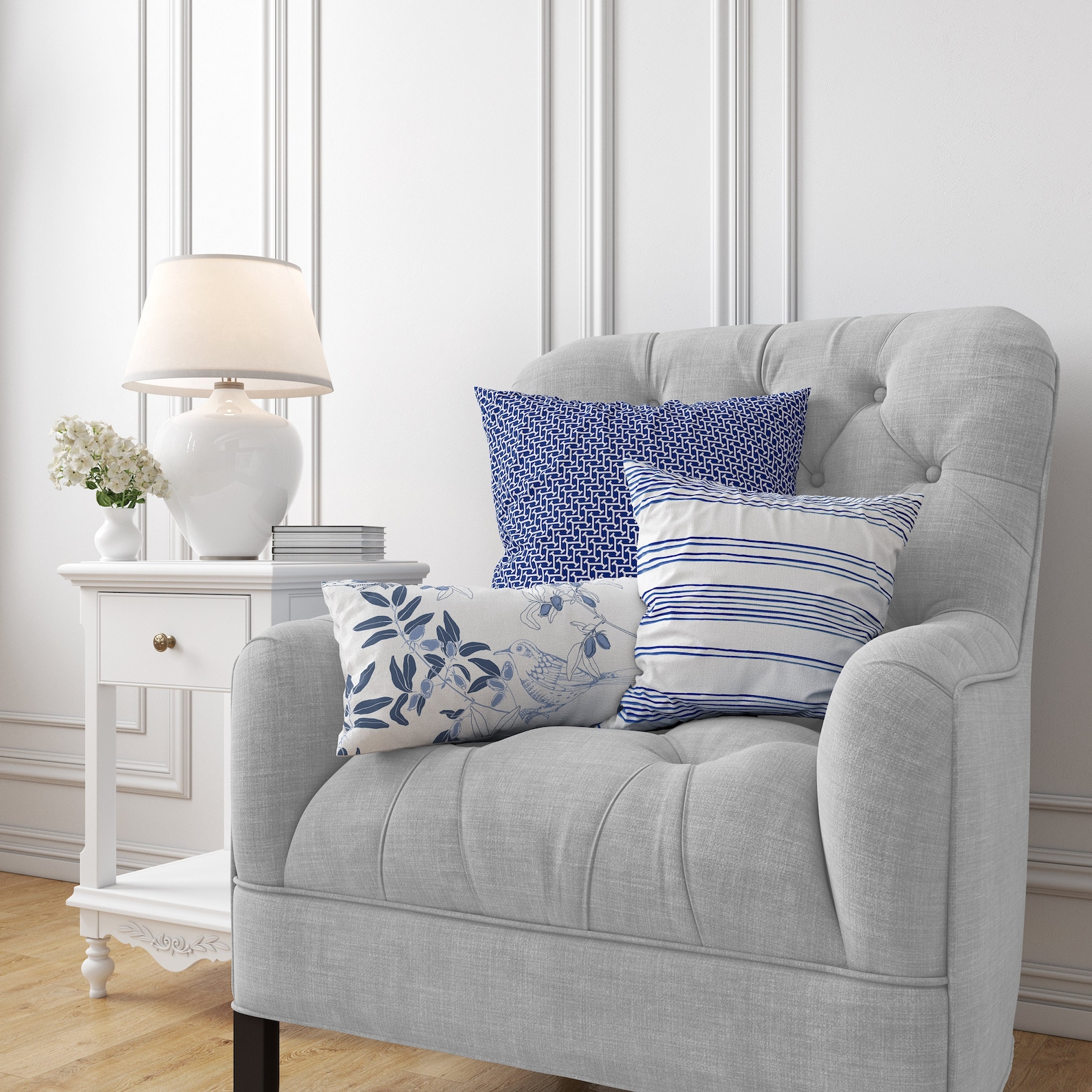 Hamptons Style Pillow Covers, Blue Chinoiserie Pillow, Blue & White ...