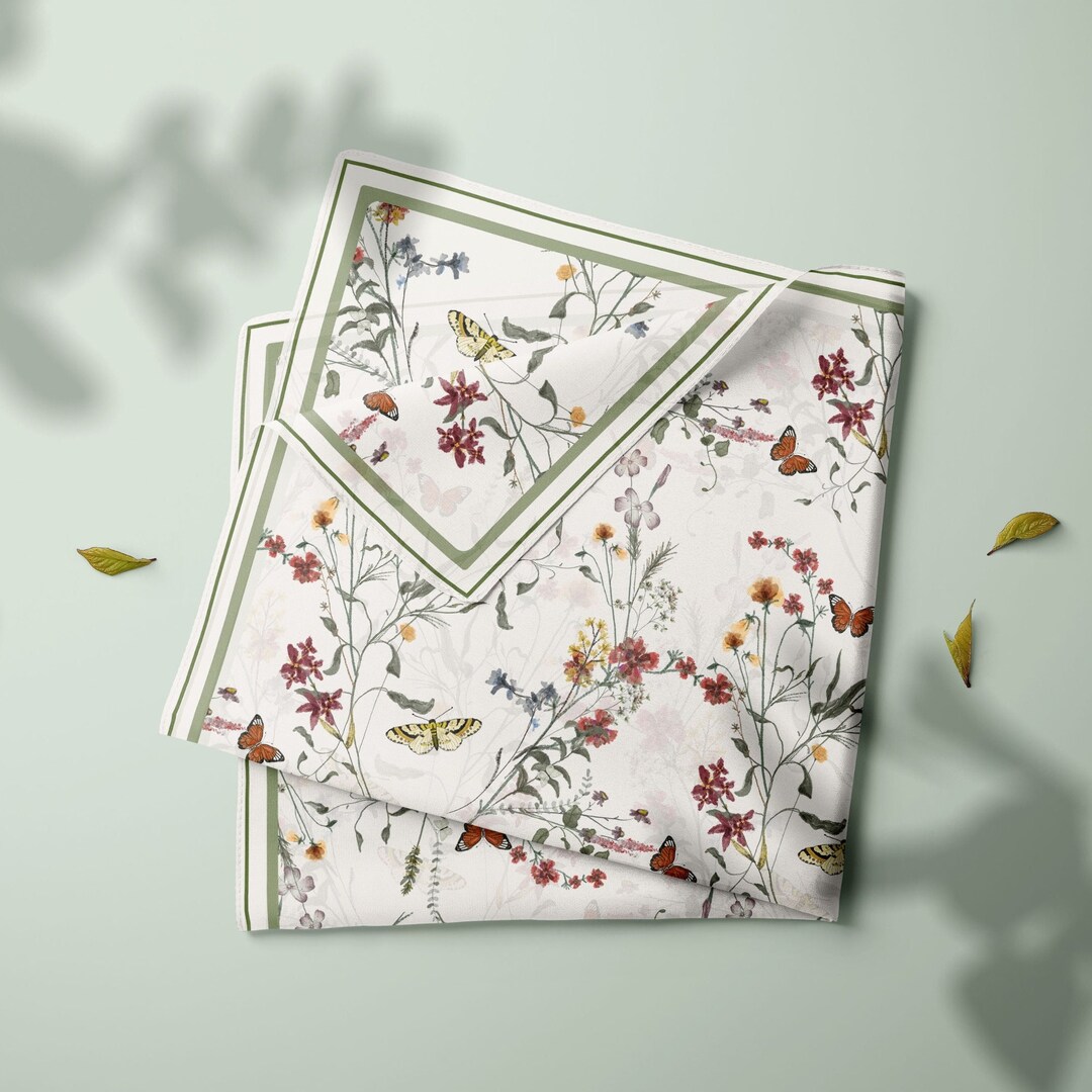 Botanical Scarf, Wildflowers Silk Scarf, Floral Scarf, 100% Silk ...