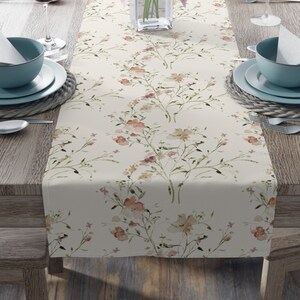 Watercolor Spring Floral Table Runner, Pastel Table Runner, Spring ...