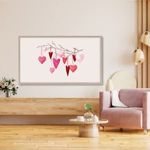 Valentine's Day Samsung Frame TV Art, Watercolor Multi-heart, Instant ...