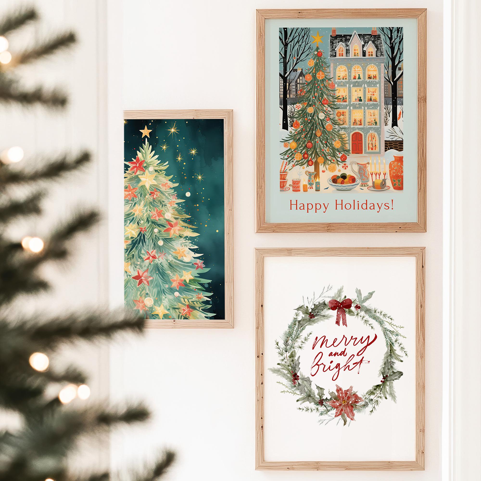 Christmas Watercolor Print Set: Winter Gallery Wall Art (digital ...