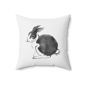 Watercolor Black and White Rabbit Pillow Cover, Year of the Rabbit ...