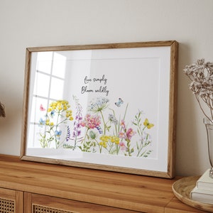 Spring Flowers Print, Watercolor Wildflowers Field Print, Wild Flower ...