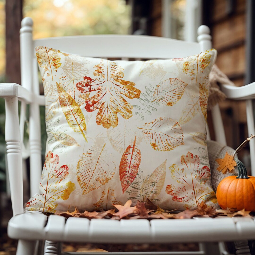 Fall Leaves Pillow Cover, Autumn Leaves Pillow Cover, Herbarium Pillows ...