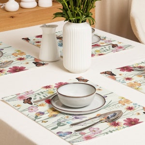 Watercolor Wildflowers Placemat Set, Spring Placemats, Spring Floral ...