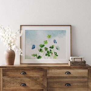 Four Leaf Clover Art Print, Shamrock Watercolor Painting, Watercolor ...