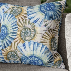 Watercolor Blue Seashells Pillow Cover, Watercolor Beach Pillow ...