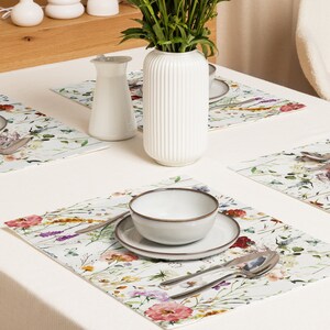 Watercolor Boho Wildflowers Placemat Set, Spring Summer Placemats ...