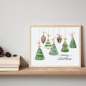 Watercolor Christmas Ornaments Poster, Christmas Tree Ornaments Art ...