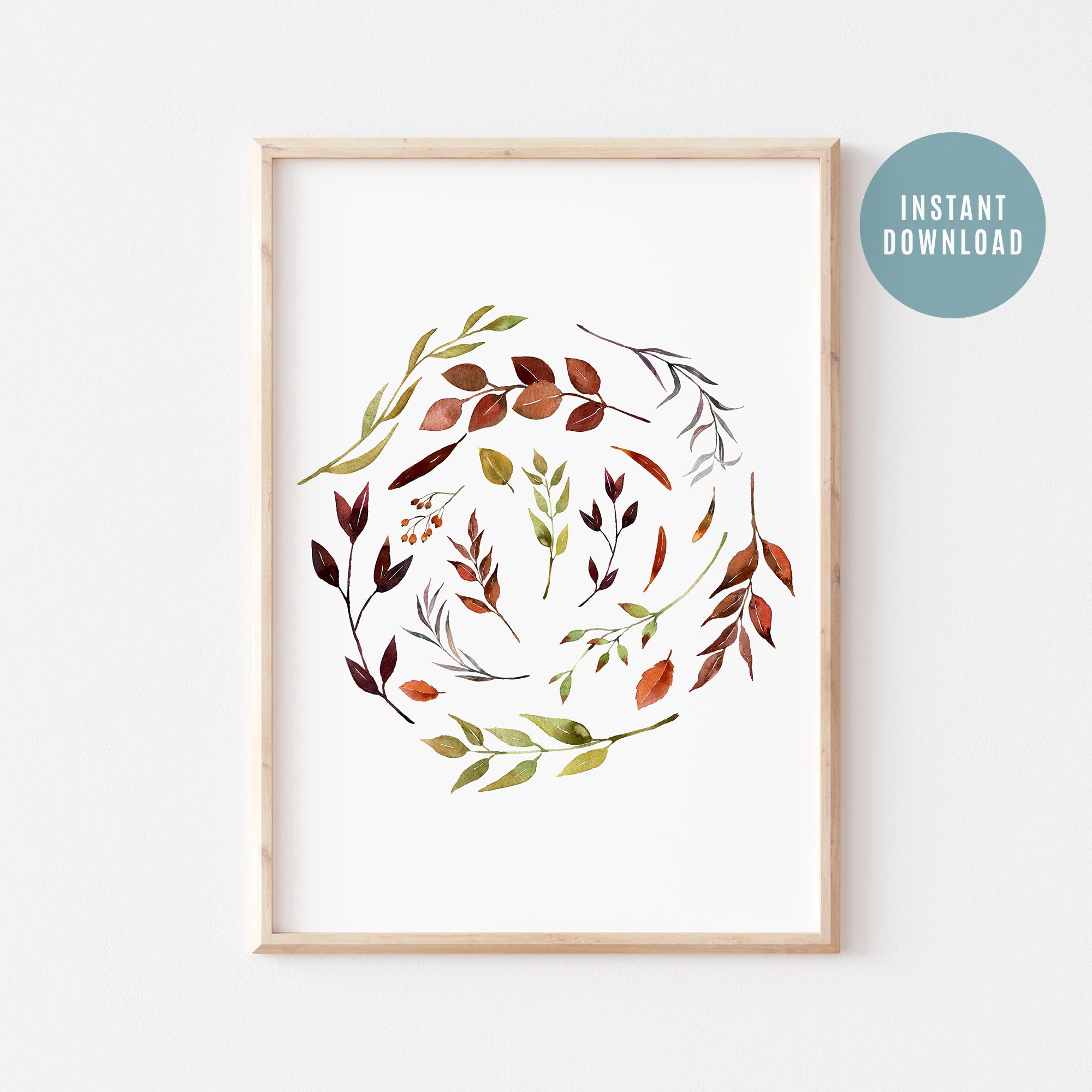 Watercolor Falling Leaves Fall Print Fall Printable Art - Etsy