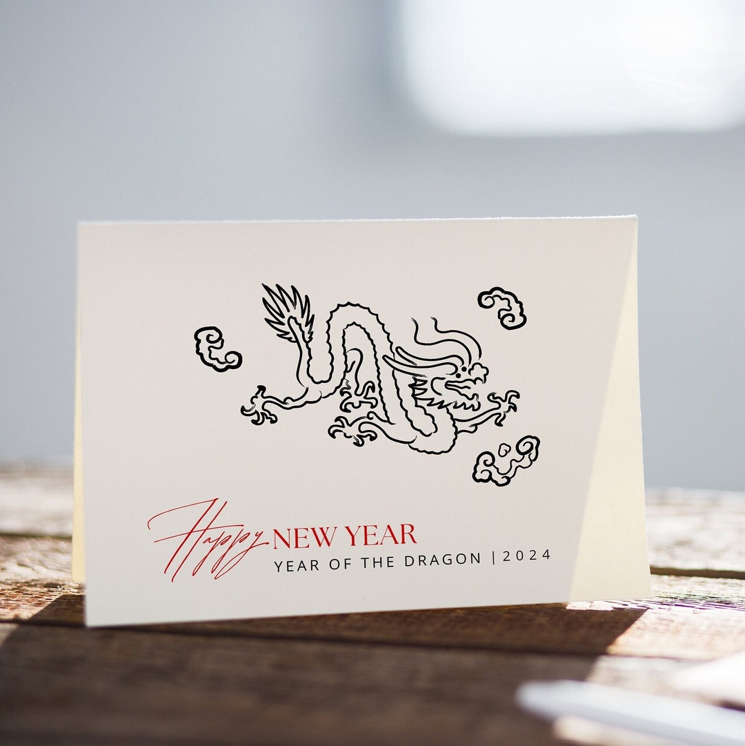Year of the Dragon Cards, Chinese New Year 2024 Greeting Cards ...