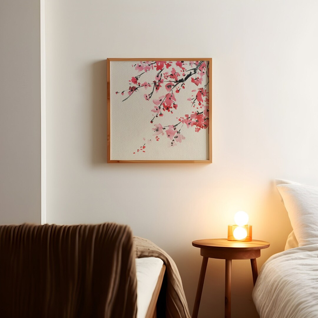 Watercolor Pink Blossom Sakura Print, Pink Cherry Blossom Wall Art ...