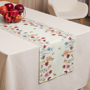 Watercolor Spring Wildflowers Table Runner, Spring Botanical Table ...